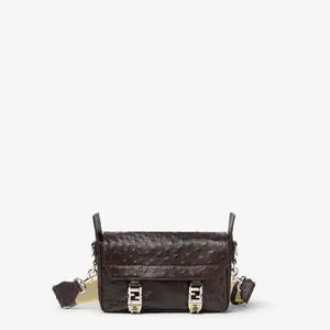 Fendi FENDI Flow Small Brown Ostrich Leather Bag [brown]